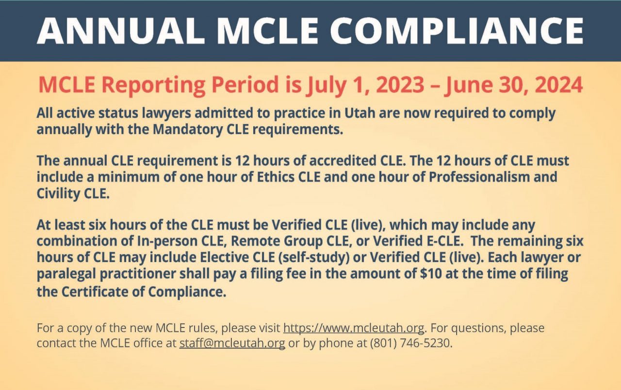 2023-2024 Annual MCLE Compliance – Utah Supreme Court Board of ...